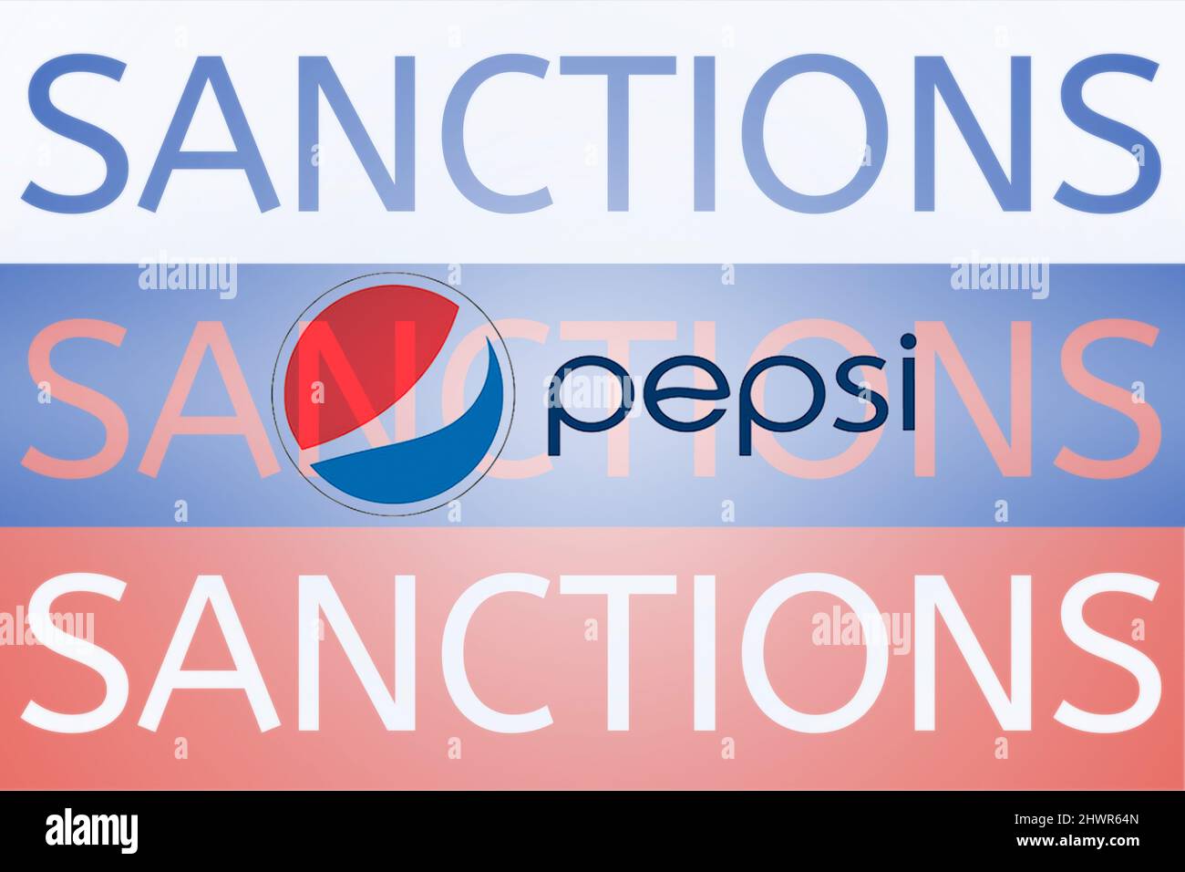 Pepsi logo in front of the Russian flag. Sanctions against Russia over ...