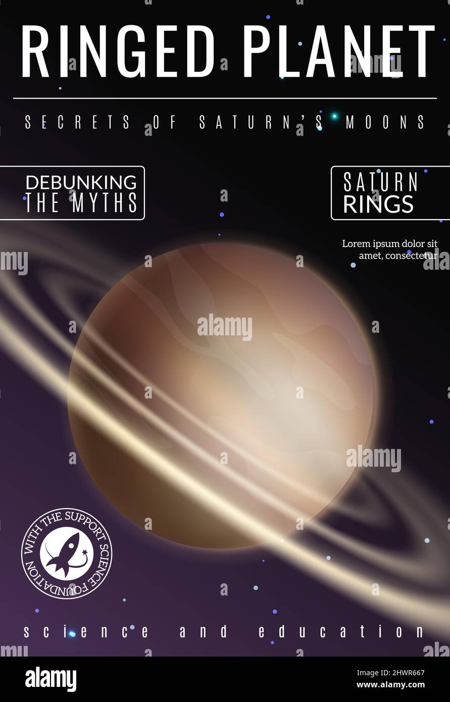 Ringed planet flyer. Space science poster template Stock Vector Image ...