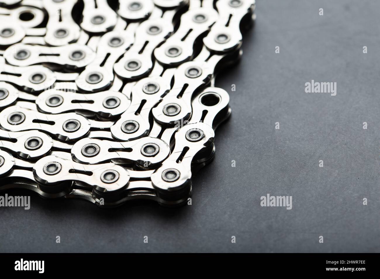 Shiny mountain bike chain on dark background with free space Stock ...