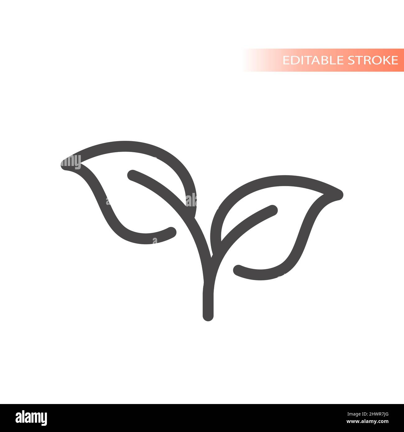 Sprout with leaves line vector icon. Young plant outlined symbol Stock ...