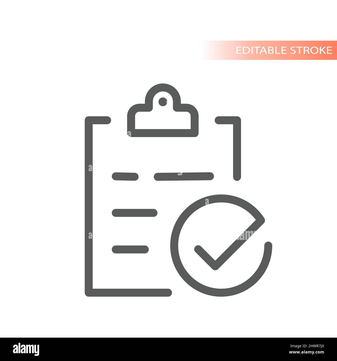 Clipboard with checkmark line vector icon. Document form and check mark ...