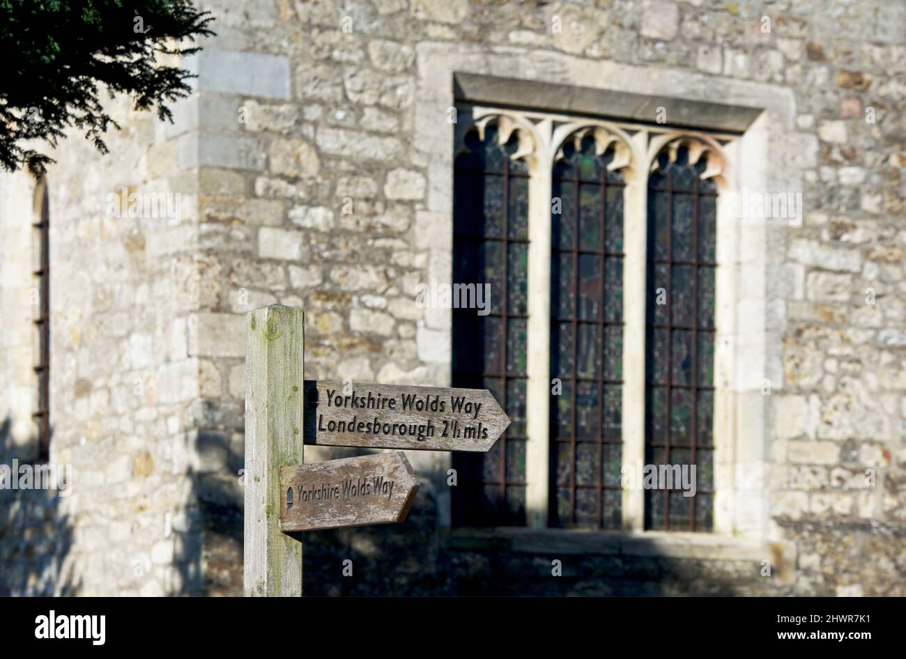 Fingerpost direction sign for the Yorkshire Wolds Way, East Yorkshire ...