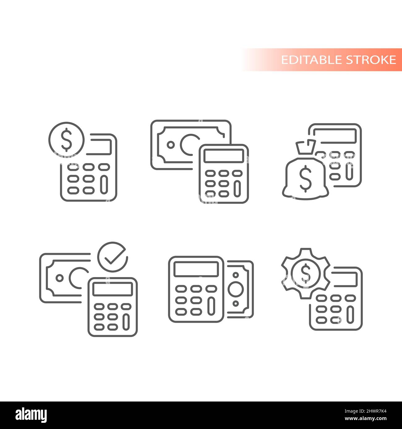 Calculator with banknote, checkmark dollar bag. Money, finance analysis ...