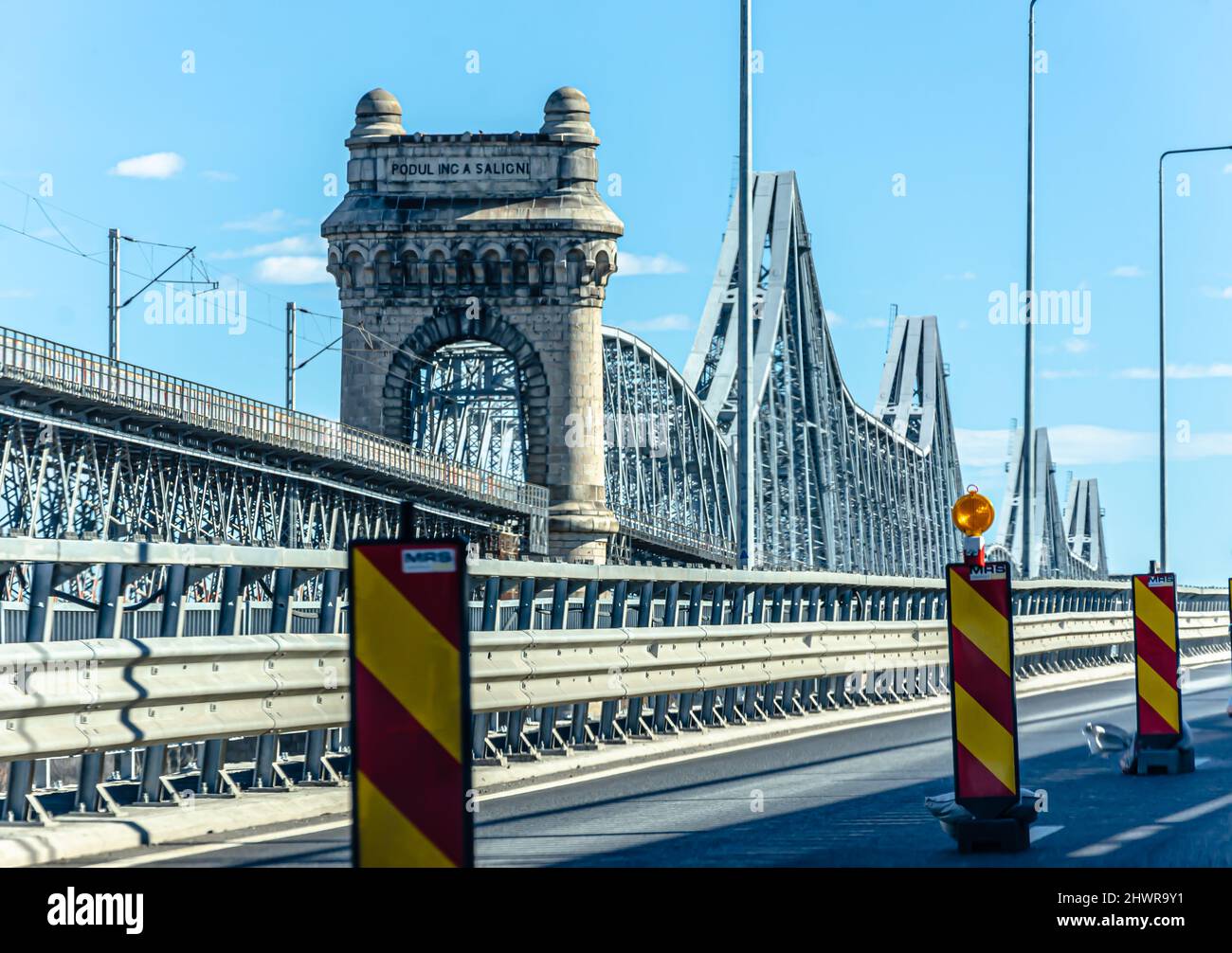 Constanta, Romania, 26th of February 2022 - Road work signage in place ...