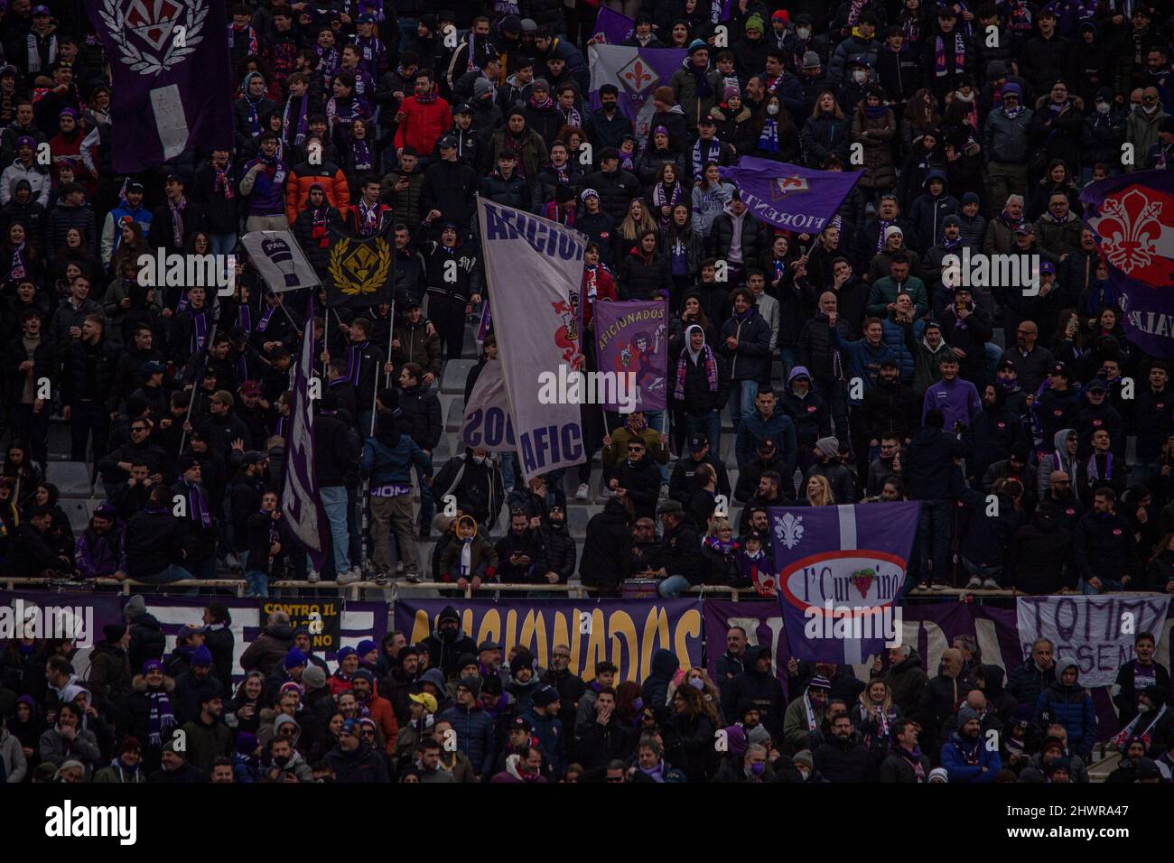 Artemio Franchi stadium, Florence, Italy, March 06, 2022, Fans of ...