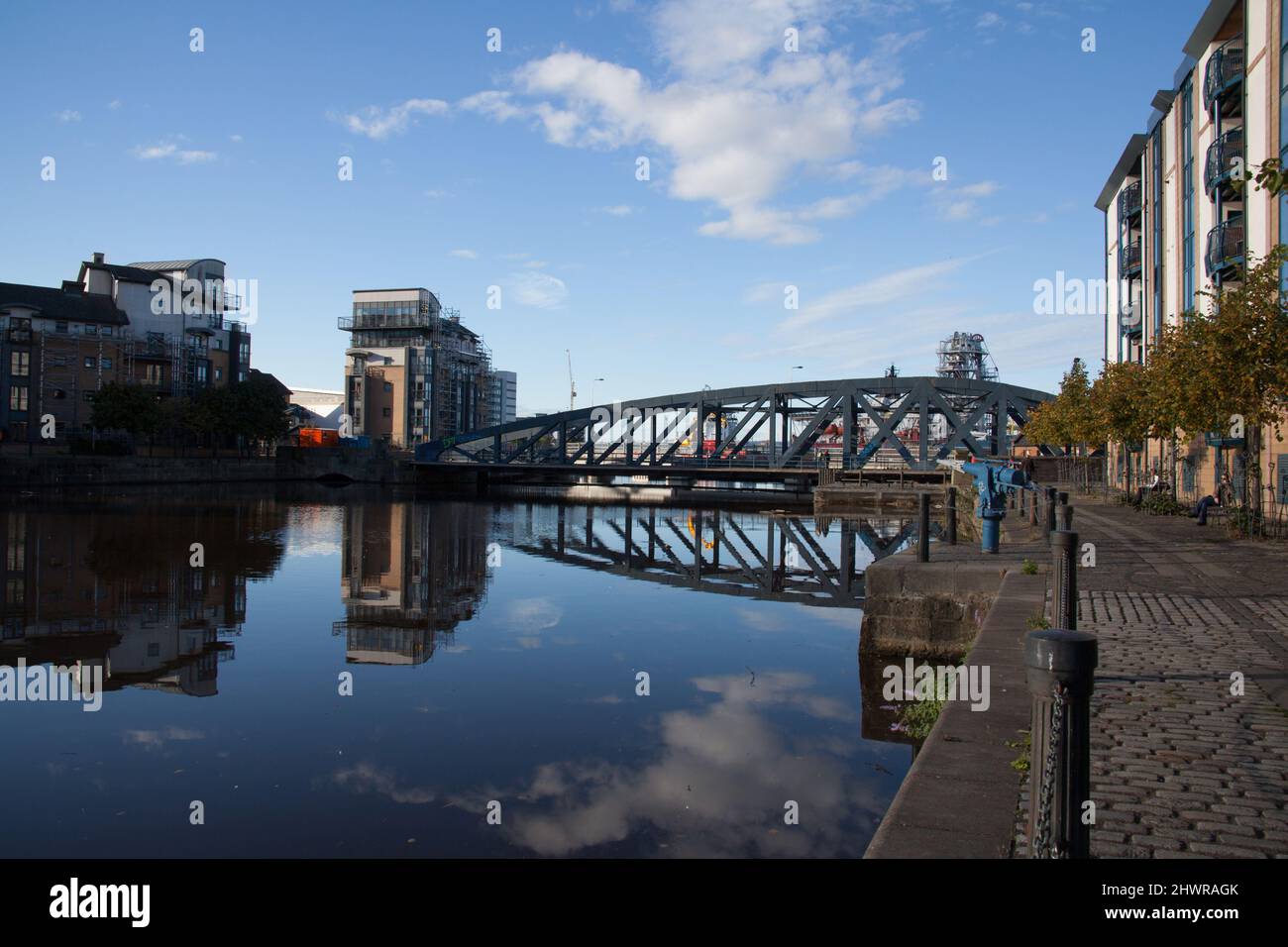 Views of the Victoria Swing Bridge at the Shore in Leith, Edinburgh in ...