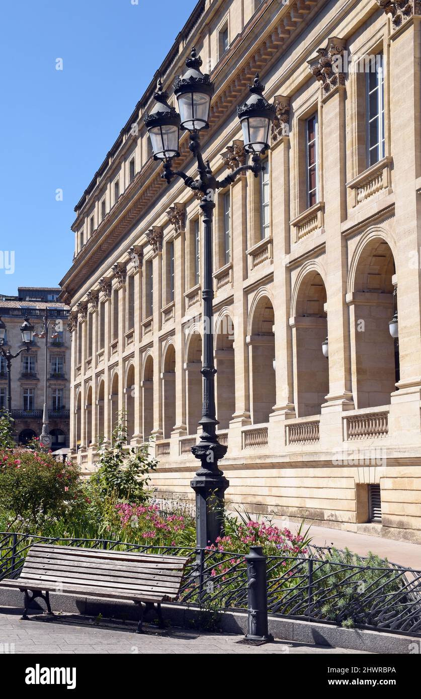 Bordeaux, France, SW corner of the magnificent Grand Theatre, opera ...