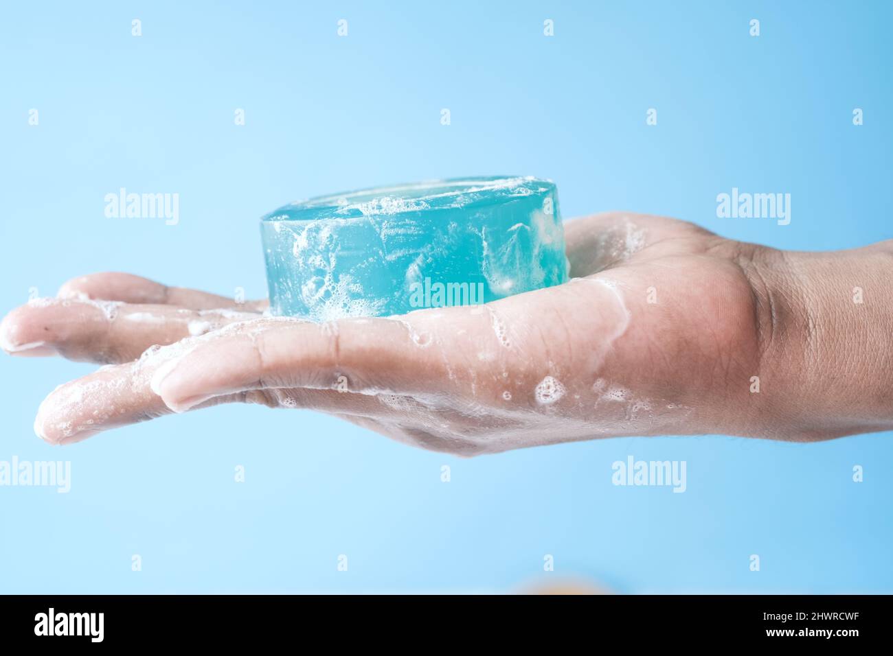 young man washing hands with soap warm water Stock Photo - Alamy