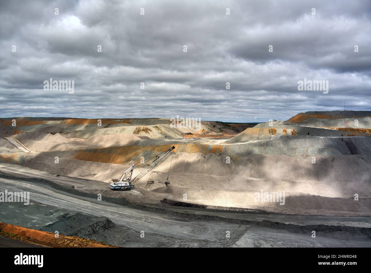 Aerial of Dragline operating in the BMA Blackwater Coal Mine Central ...