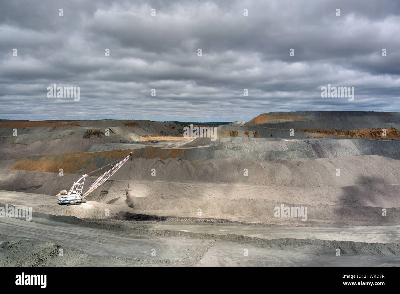 Aerial of massive Dragline operating in the BMA Blackwater Coal Mine ...