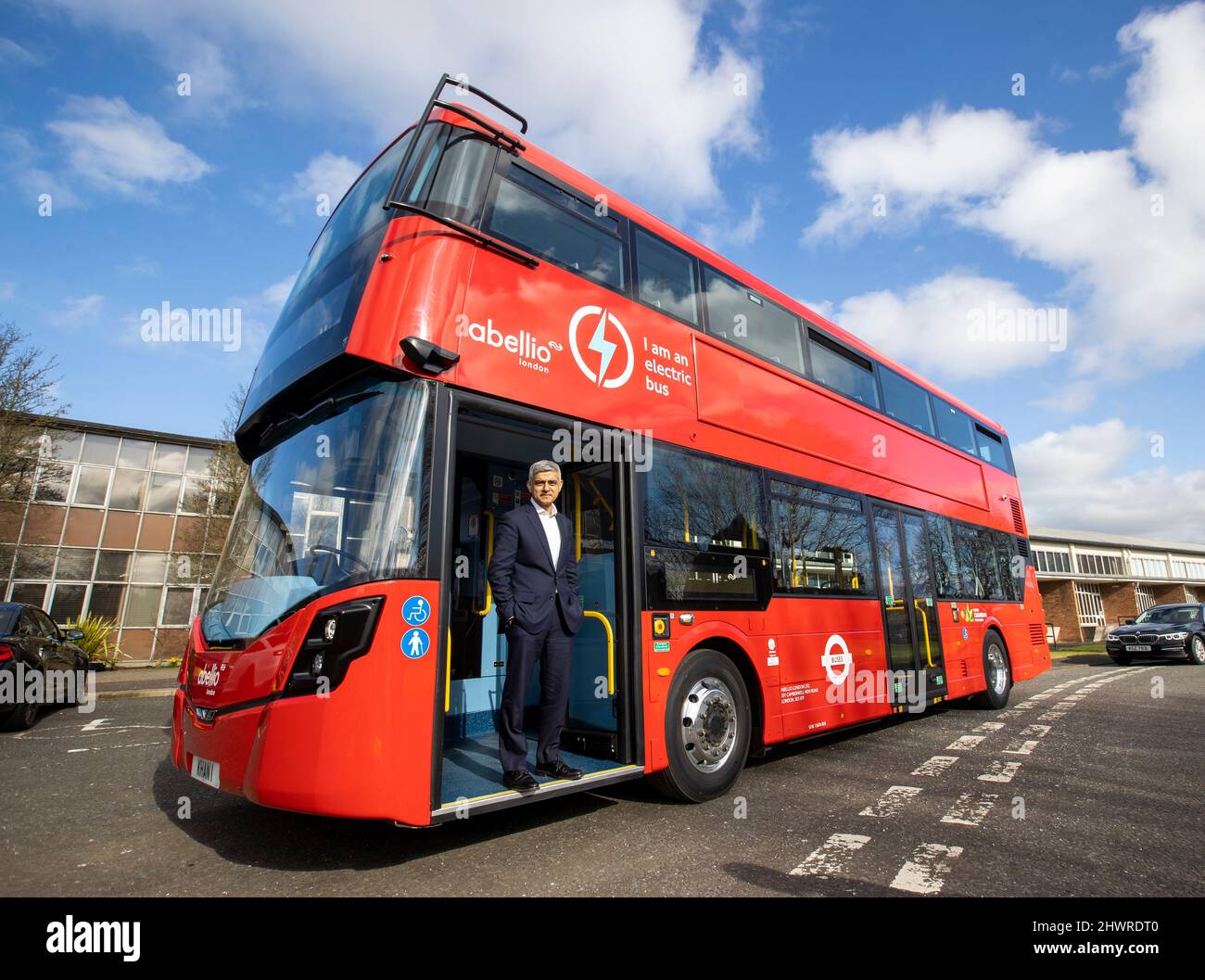 Mayor of London, Sadiq Khan during a visit to the Wrightbus' Ballymena ...