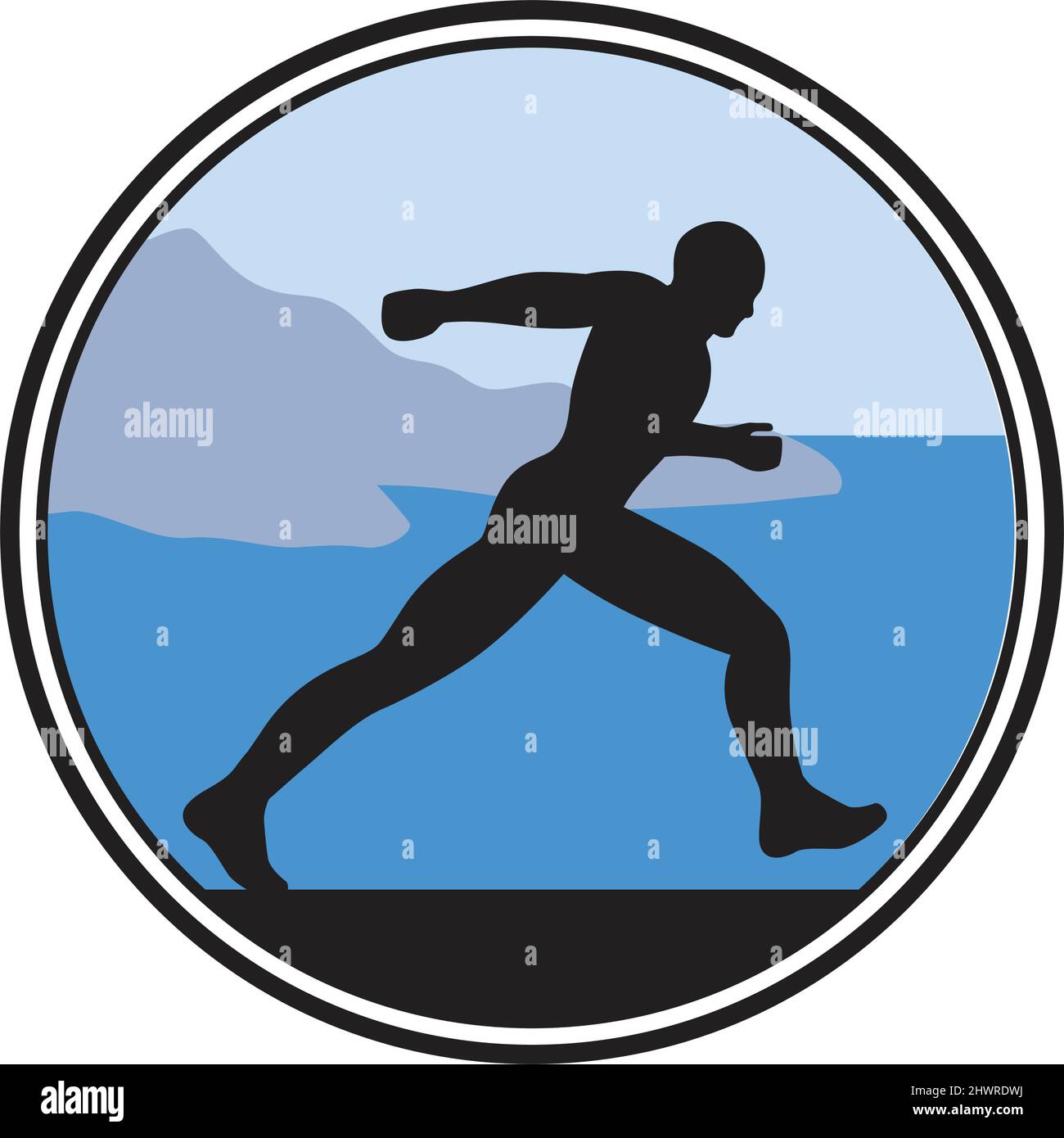 Young man running beach Stock Vector Images - Alamy