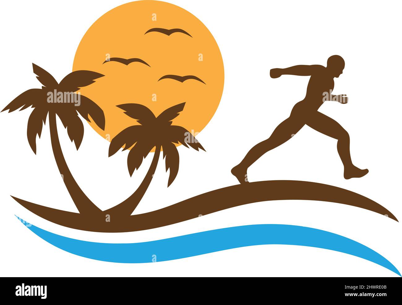 Young man running beach Stock Vector Images - Alamy