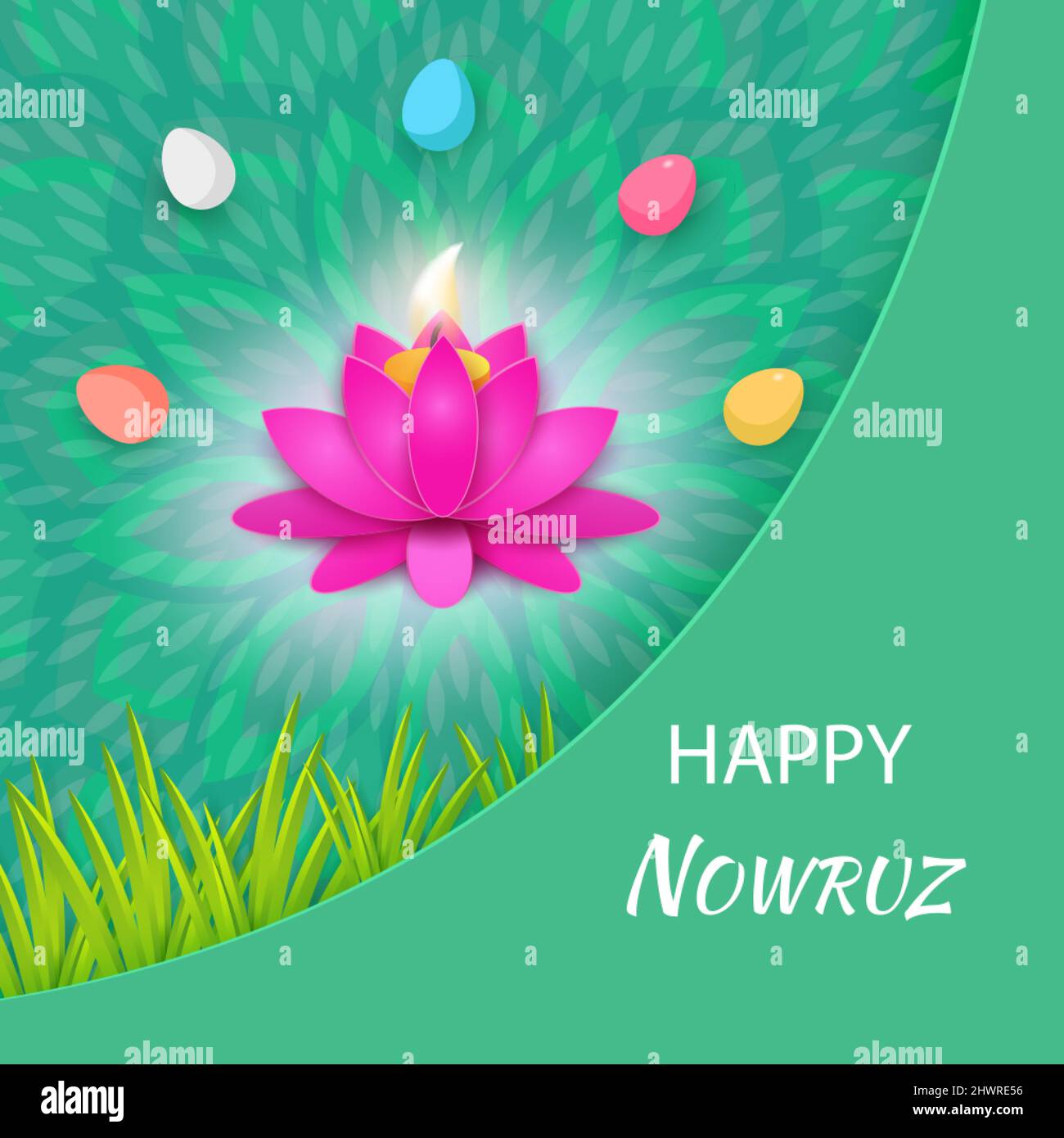 Postcard with Novruz holiday. Novruz Bayram background template. Lotus ...