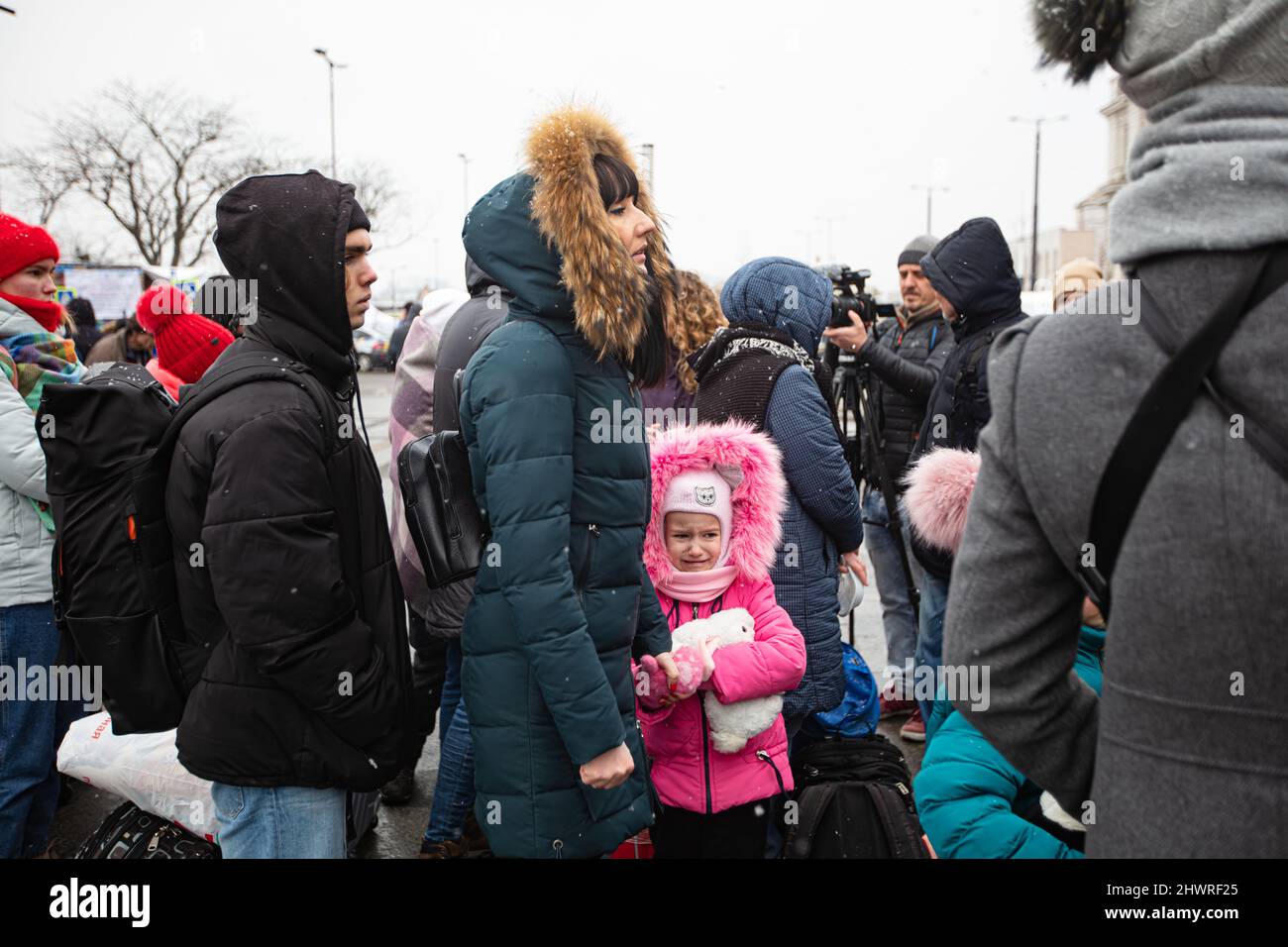 Lviv, Ukraine - March 7, 2022: Ukrainian refugees on Lviv railway ...