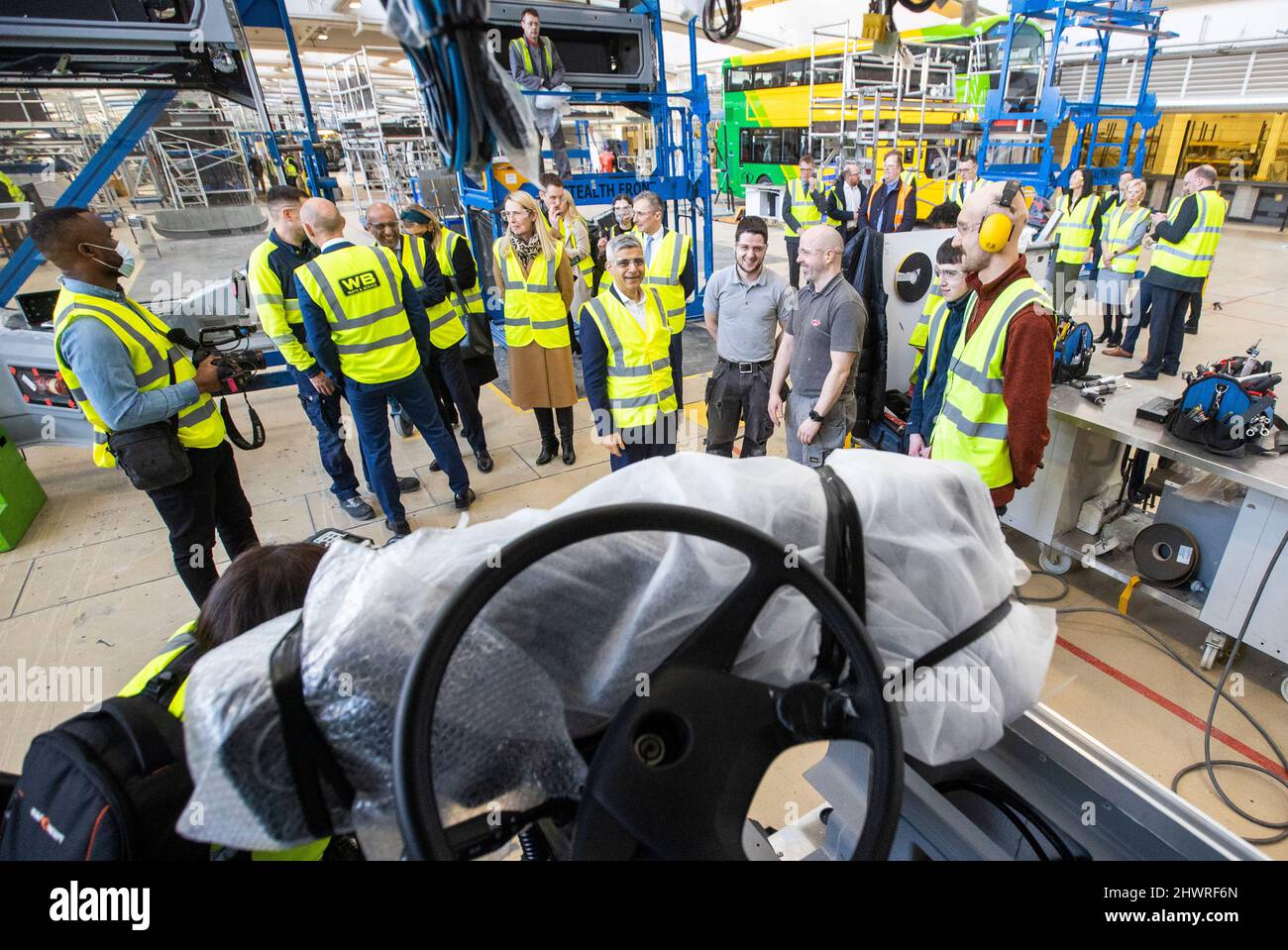 Mayor of London Sadiq Khan during a visit to the Wrightbus' Ballymena ...