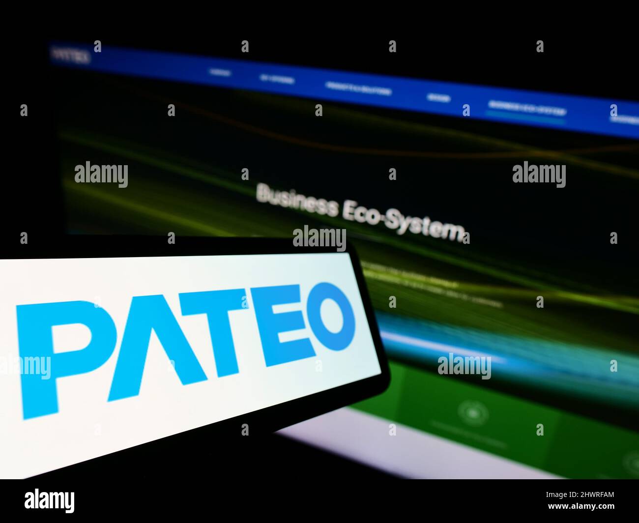Mobile phone with logo of Chinese telematics company Shanghai PATEO on ...