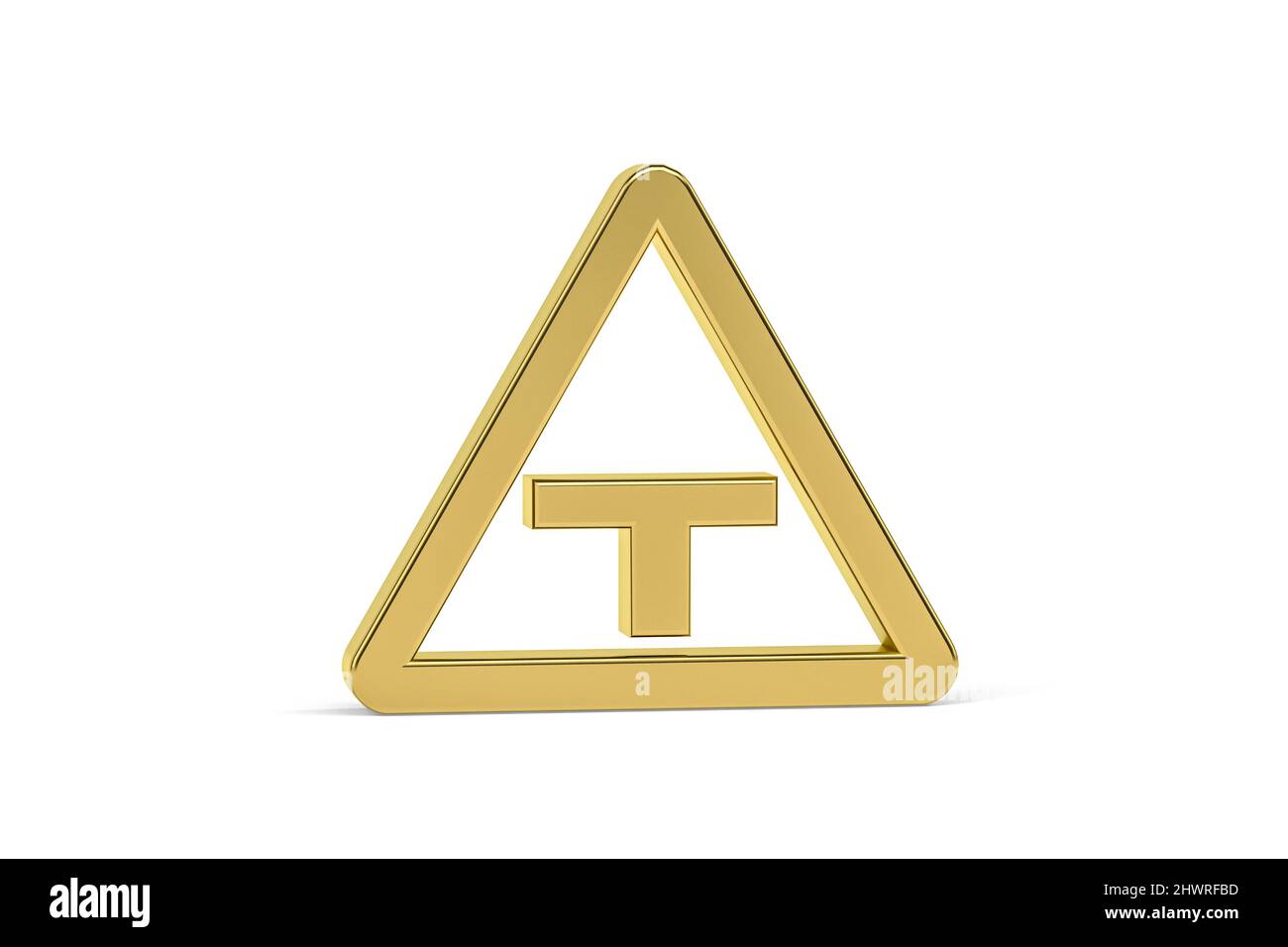Golden 3d road sign isolated on white background - 3d render Stock ...