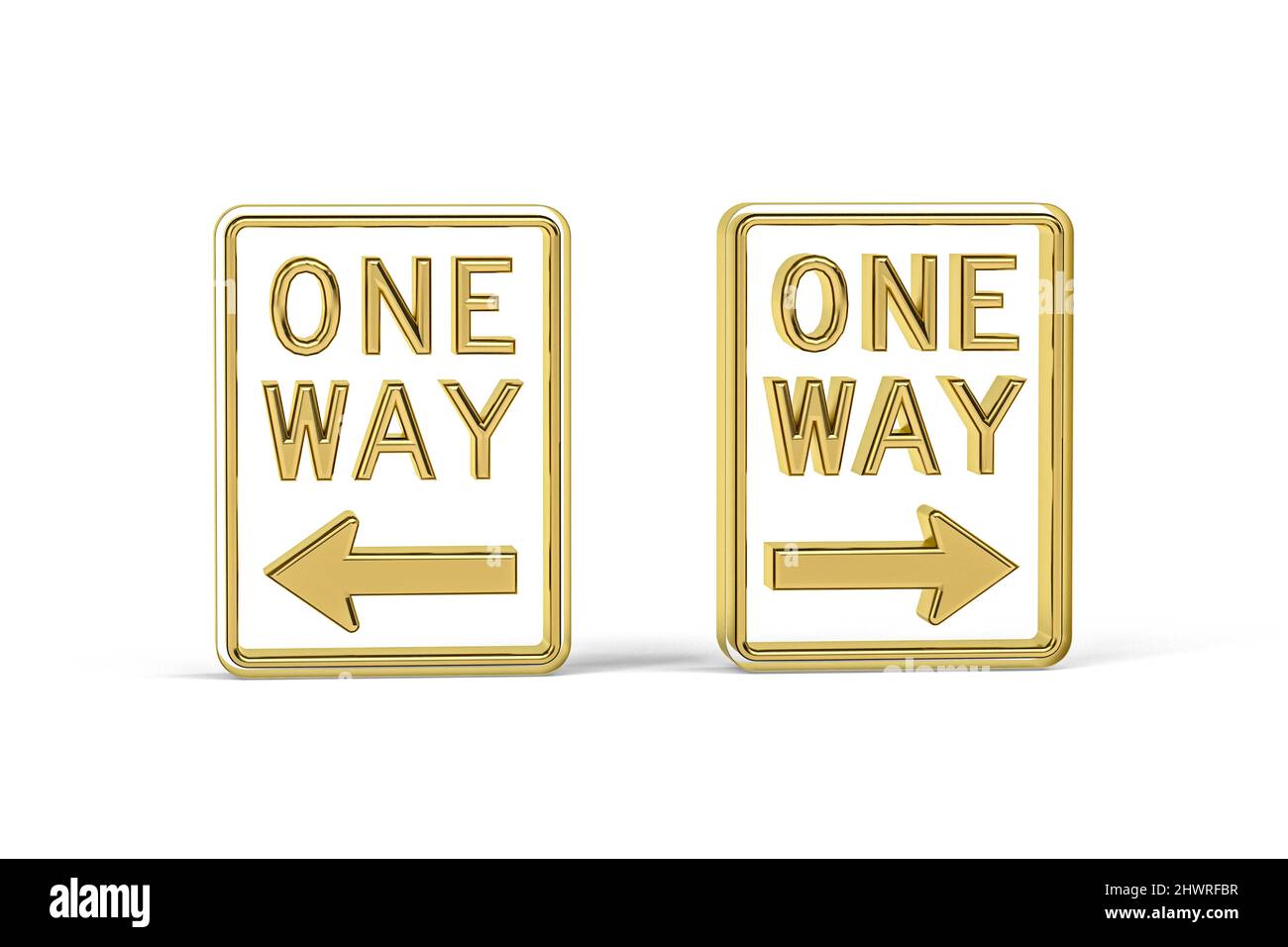 Golden 3d road sign isolated on white background - 3d render Stock ...