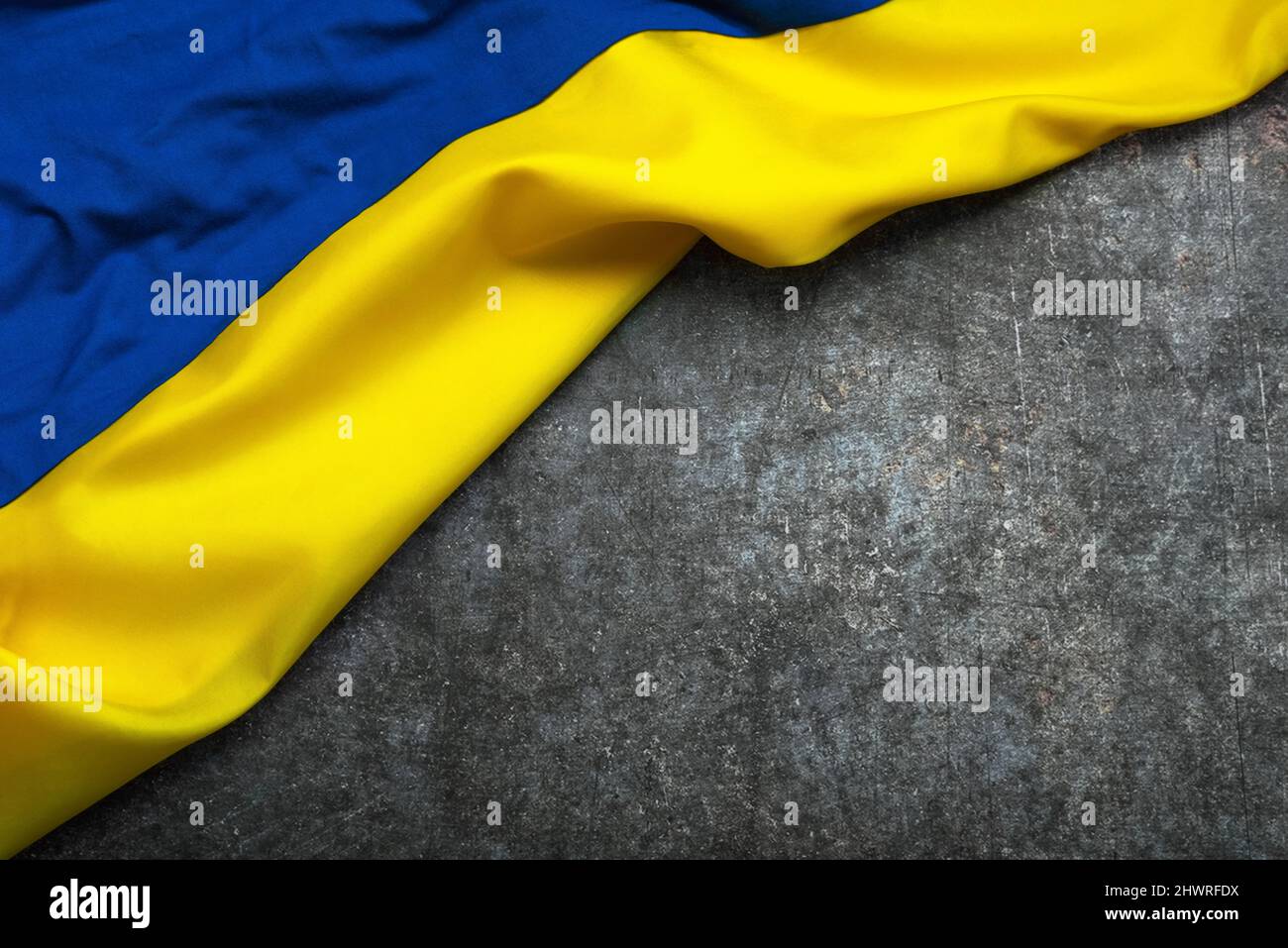 National flag of Ukraine background with copy space over grunge ...