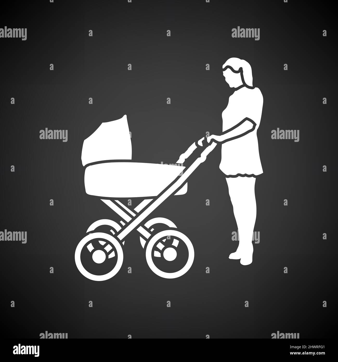 Mothers Day Icon White On Black Background Vector Illustration Stock