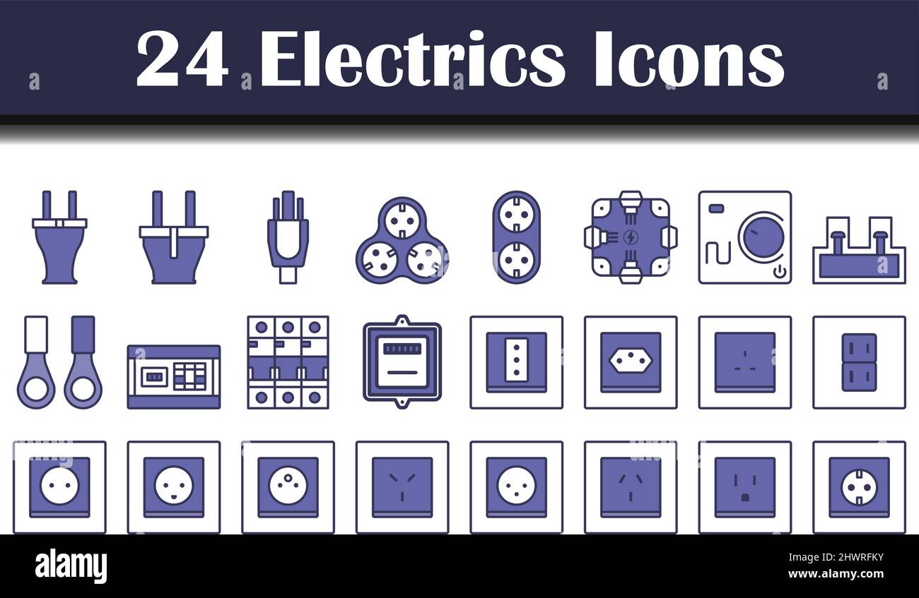Electrics Icon Set. Editable Bold Outline With Color Fill Design ...