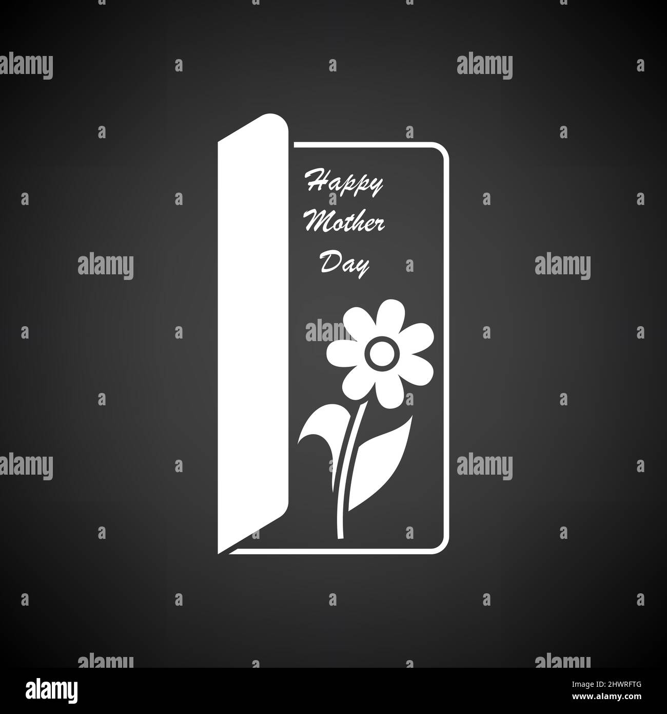 Mothers Day Icon White On Black Background Vector Illustration Stock