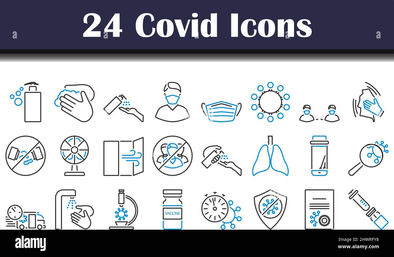 Covid Icon Set. Bold outline design with editable stroke width. Vector ...