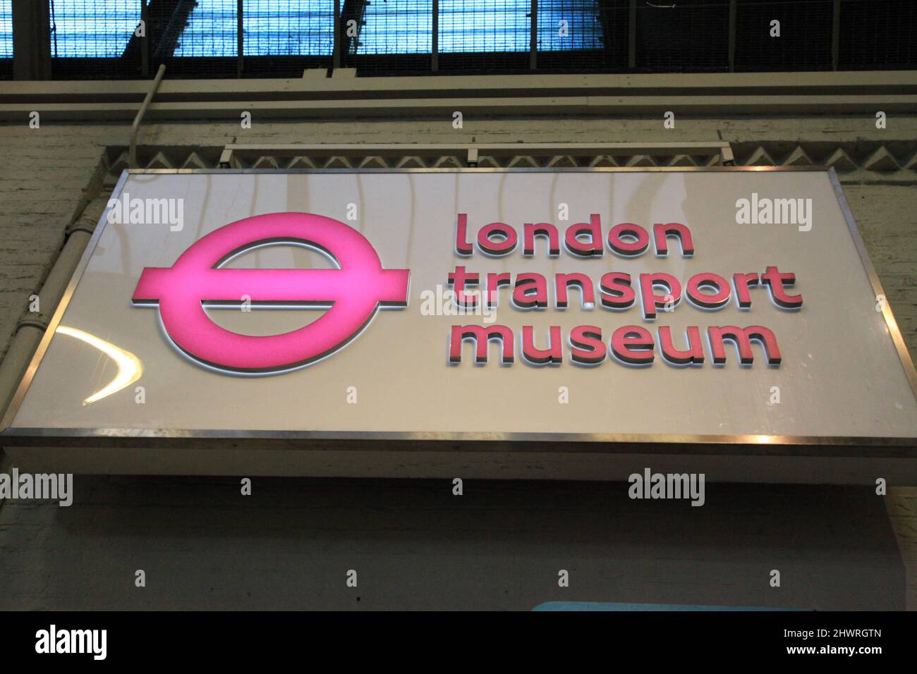 London Transport Museum sign Stock Photo - Alamy