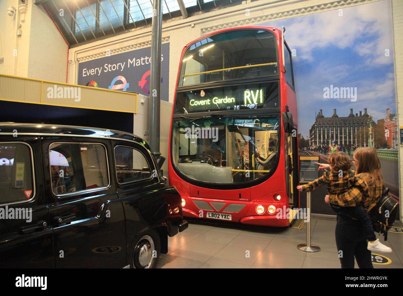 Red historical buses on London's Transport Museum's ground exhibition ...