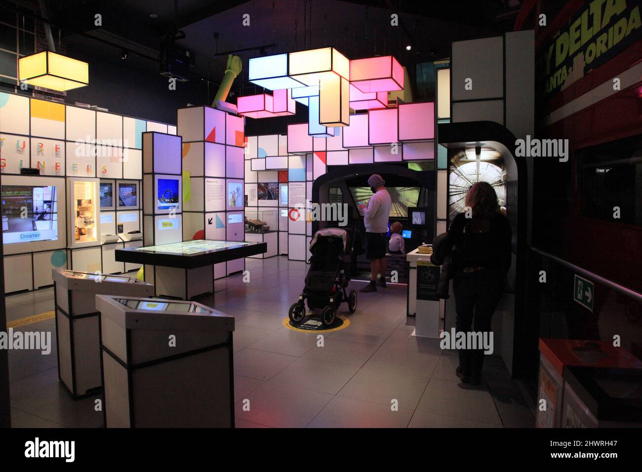 London's Transport Museum ground floor interactive children games Stock ...