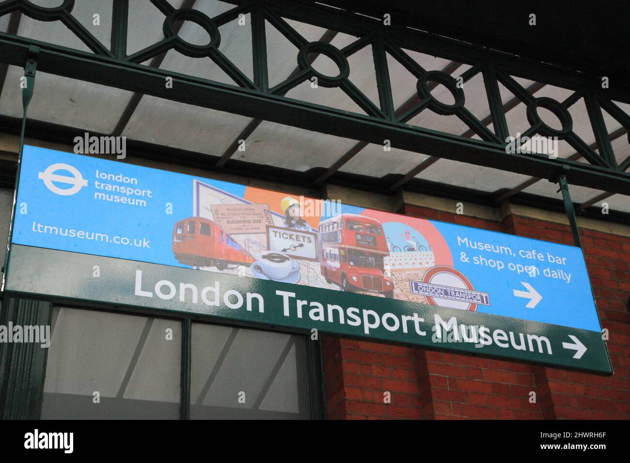 London transport museum sign Stock Photo - Alamy