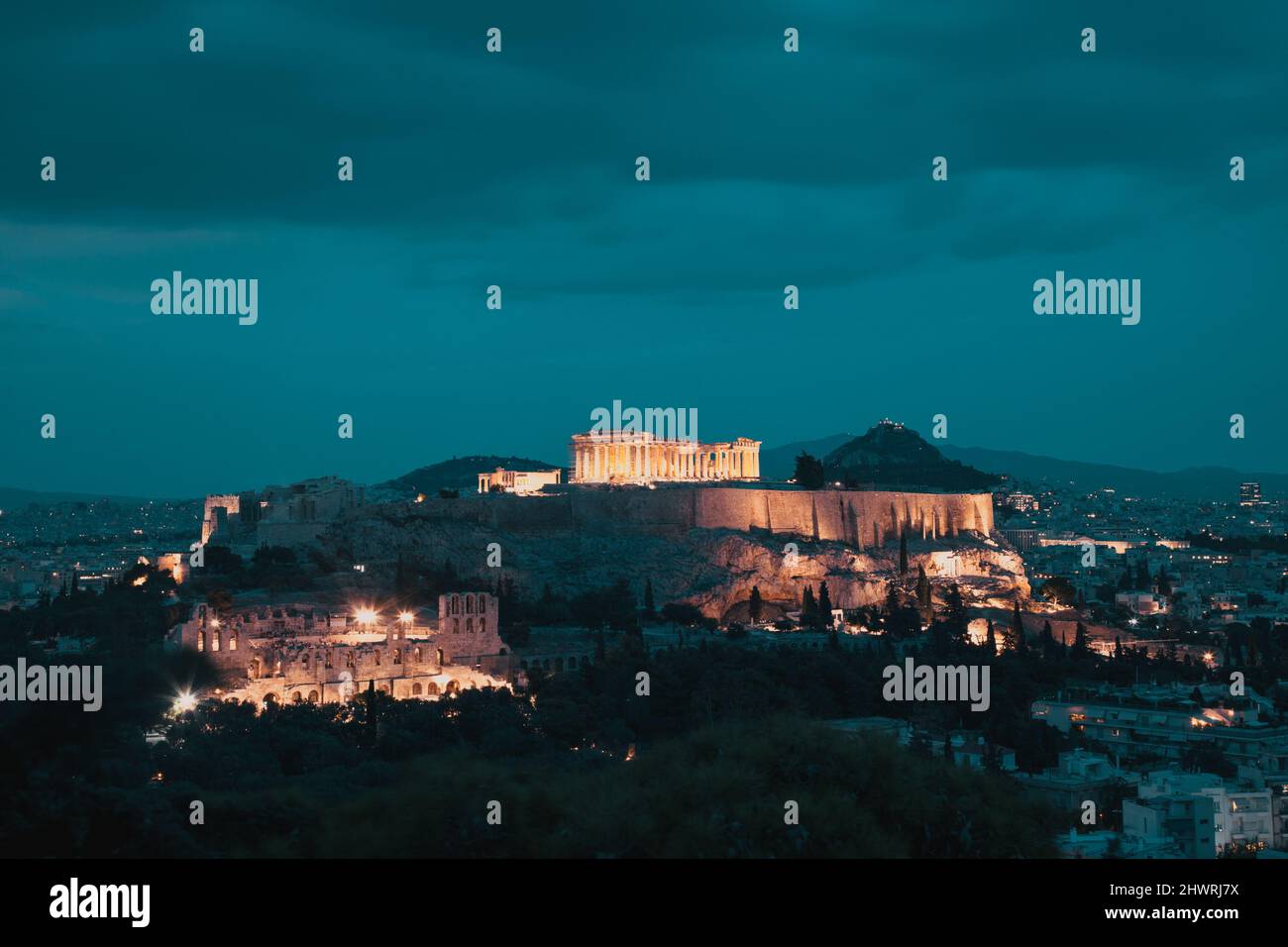 athens seen from Philopapou hill with views to Herodium , Acropolis and ...