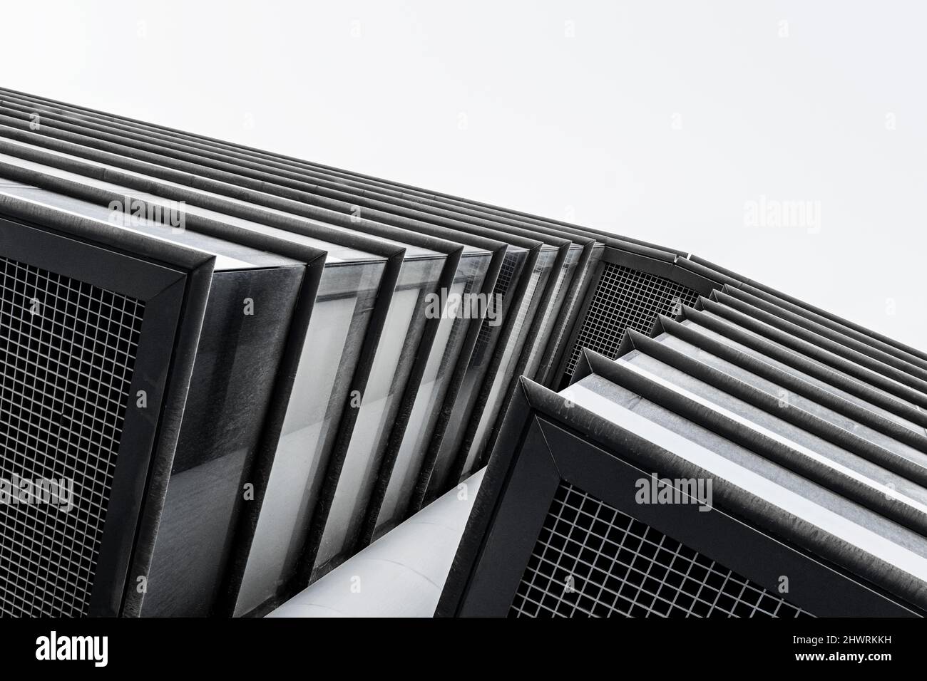 Black and white facade of an office building seen from a low angle view Stock Photo - Alamy