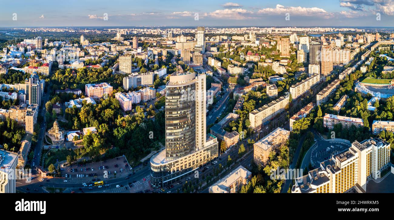 Aerial view of Pechersk, a central neighborhood of Kiev, Ukraine Stock ...