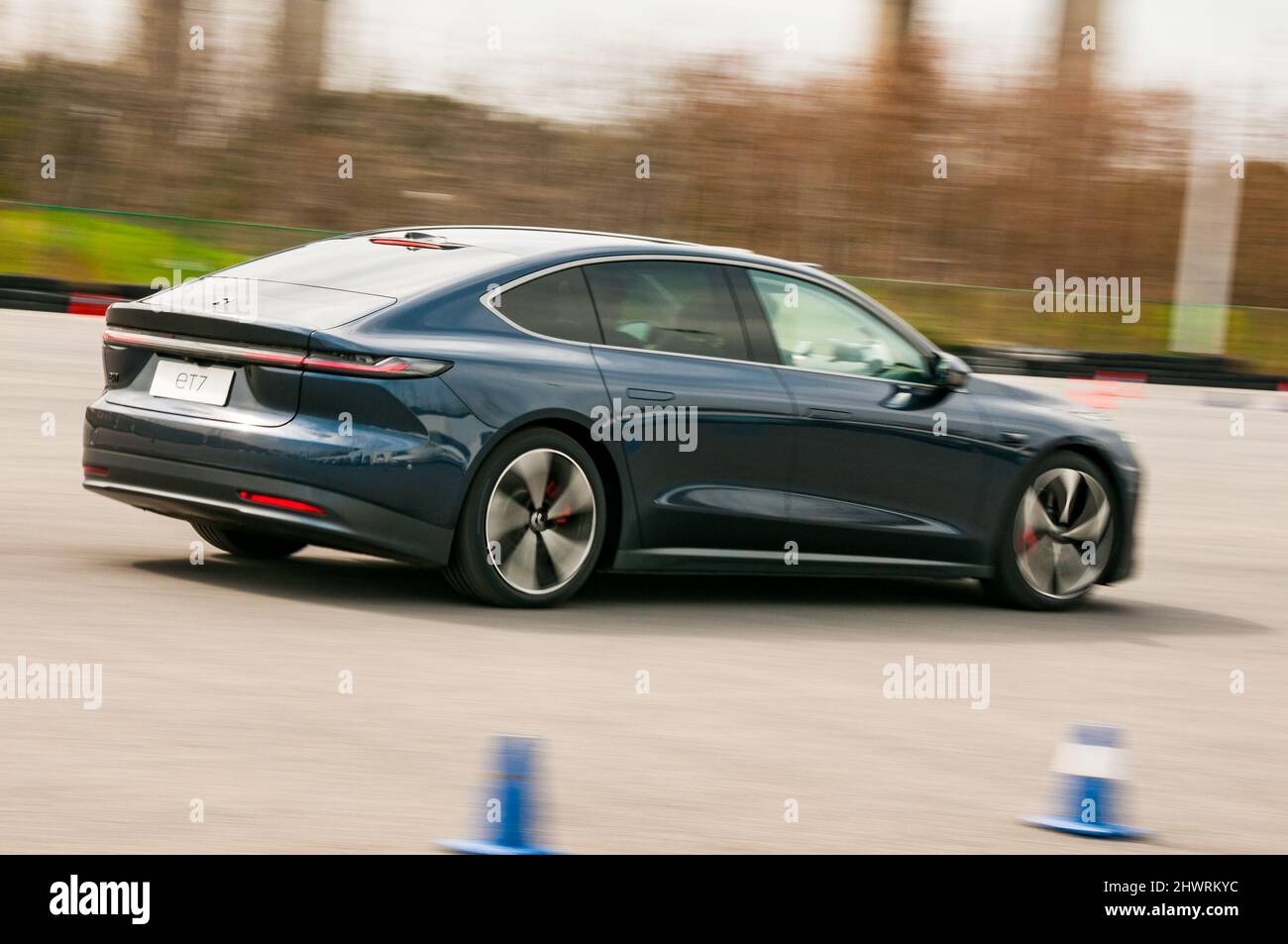 Nio ET7 on a test track during an official media test in Shanghai ...
