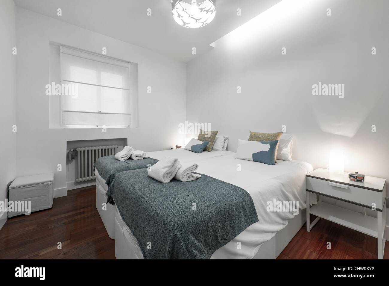 Modern double bed with bedside tables hi-res stock photography and ...