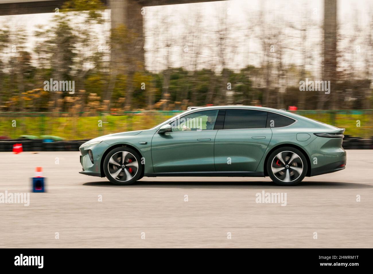 Nio ET7 on a test track during an official media test in Shanghai ...