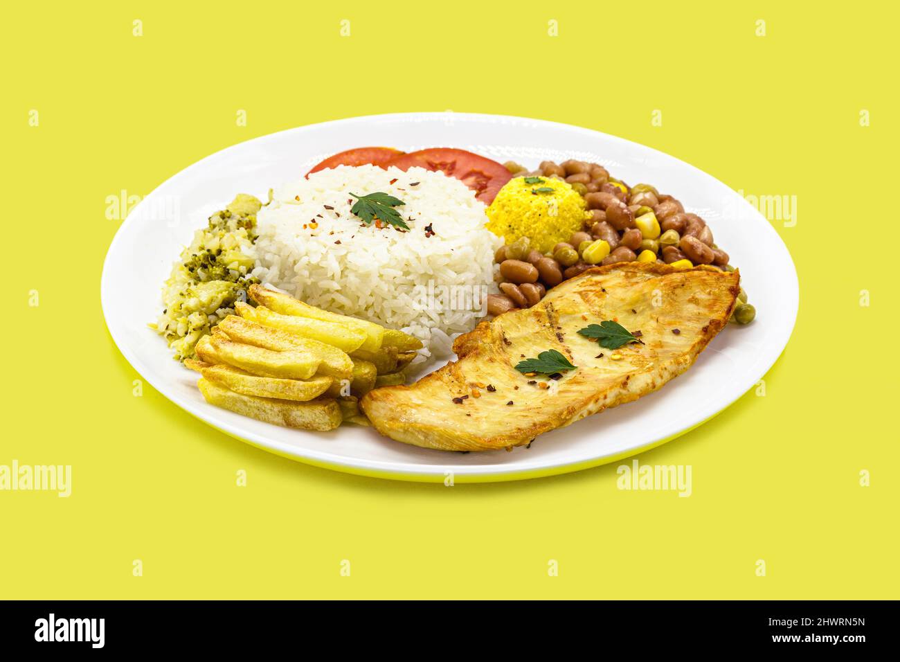 typical brazilian meal, traditional brazilian lunch, rice and beans ...