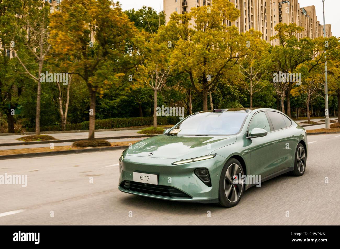 A Nio ET7 Premier Version being driven on an official media test in ...