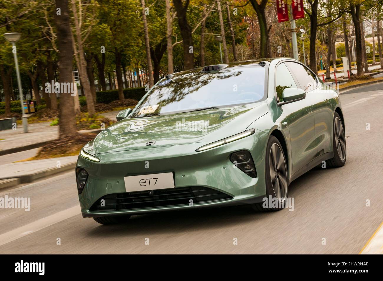 A Nio ET7 Premier Version being driven on an official media test in ...