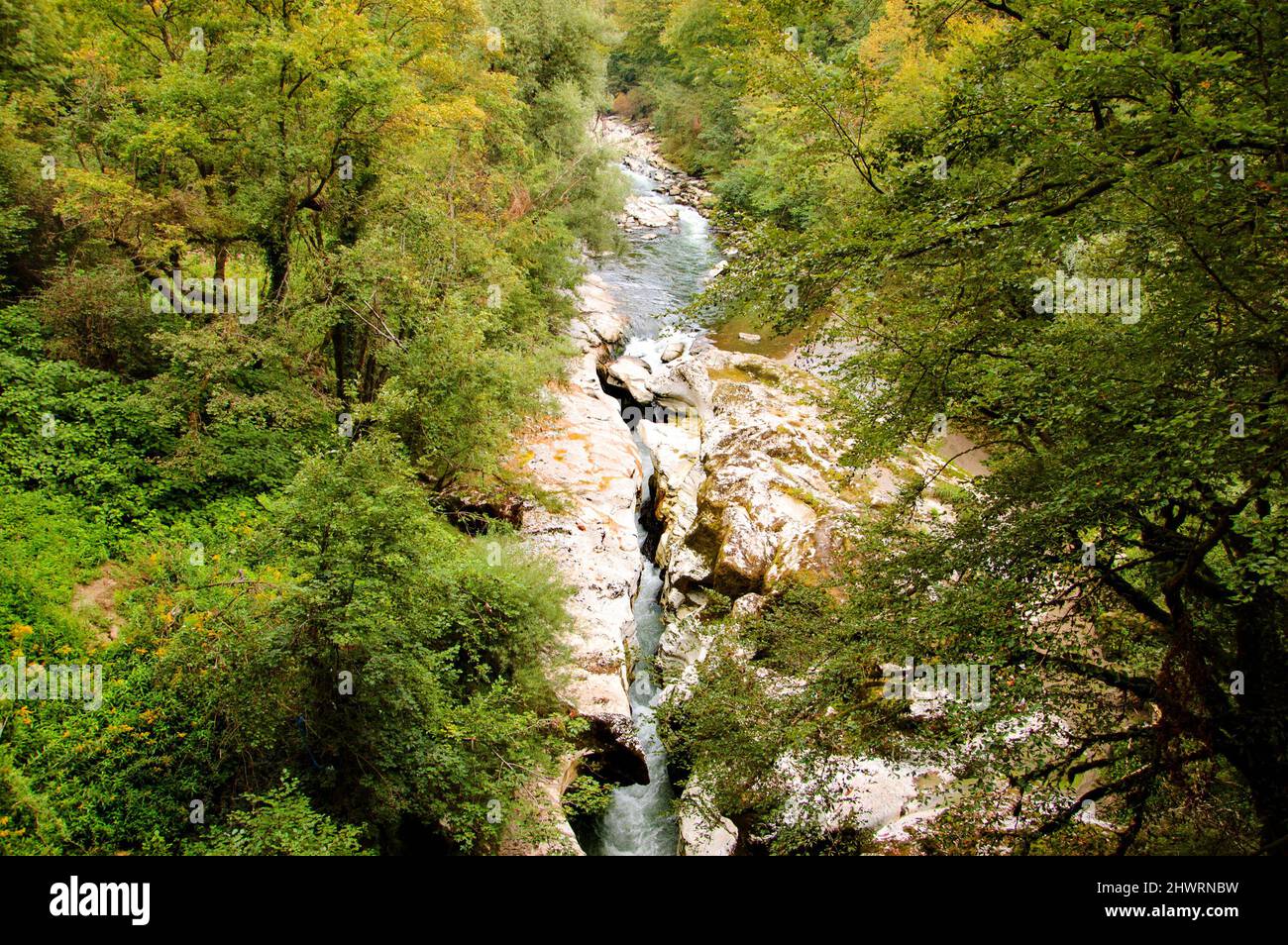 Beautiful Gorges du Fier, river canyon in France near Annecy Lake Stock ...