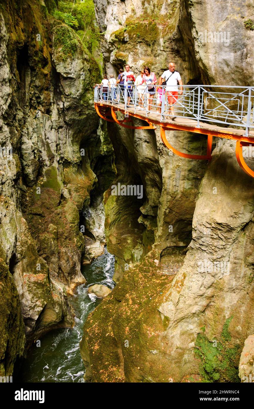 HAUTE-SAVOIE, FRANCE - AUGUST 23, 2015: Tourists admire beautiful ...