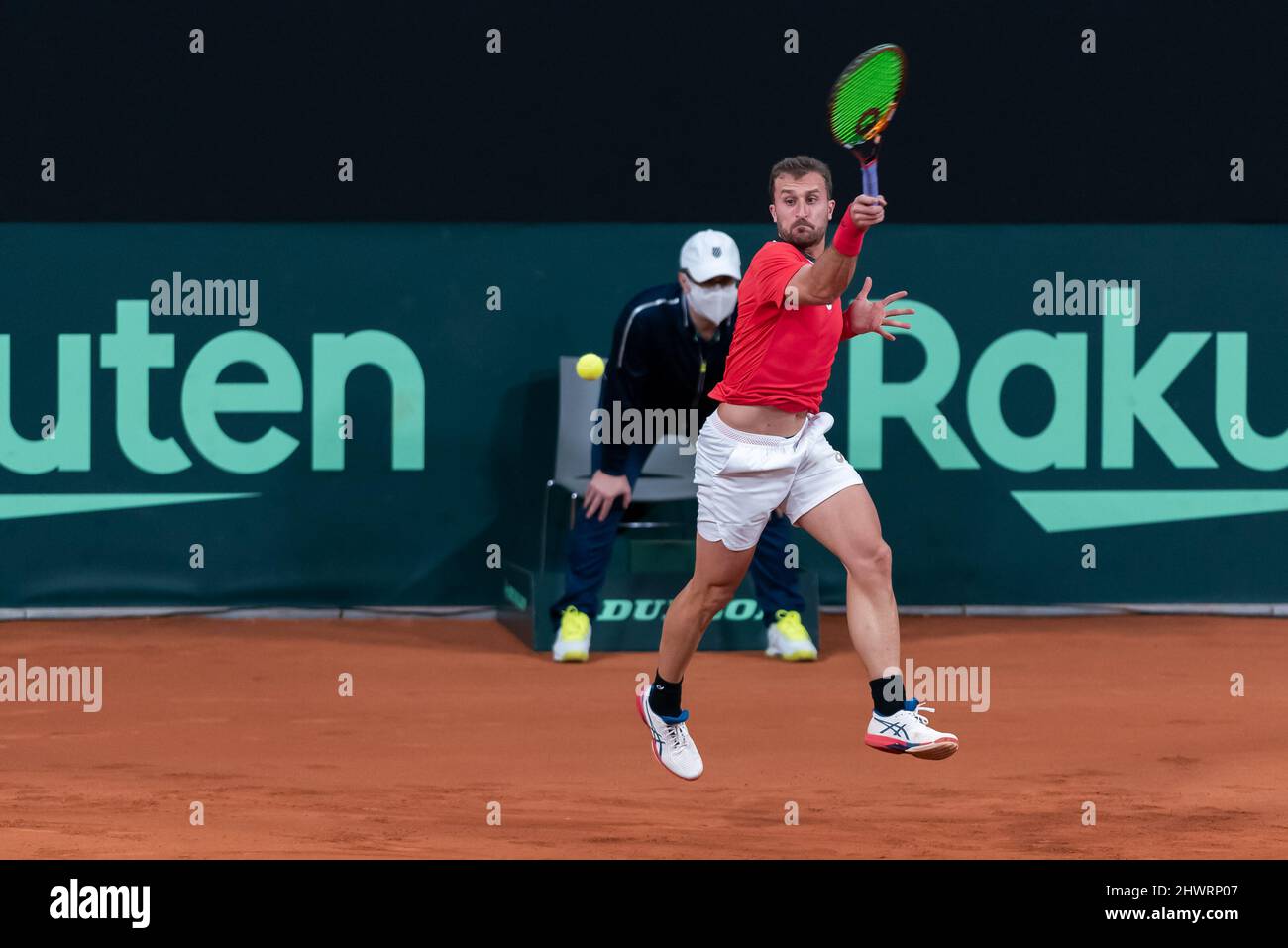 DEN HAAG, NETHERLANDS - MARCH 5: Steven Diez of Canada plays a forehand ...