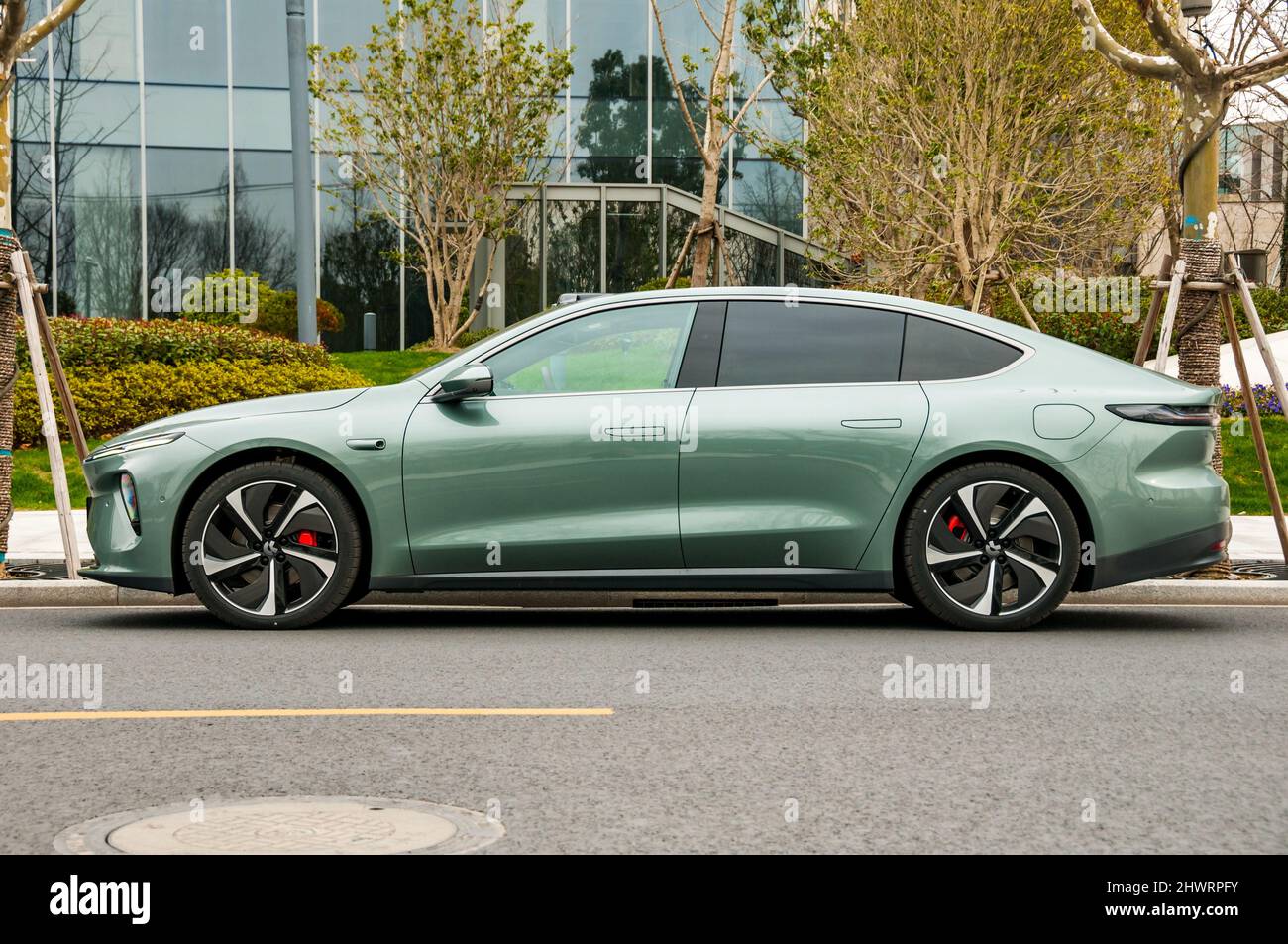 A Nio ET7 Premier Version stationary during an official media test in ...