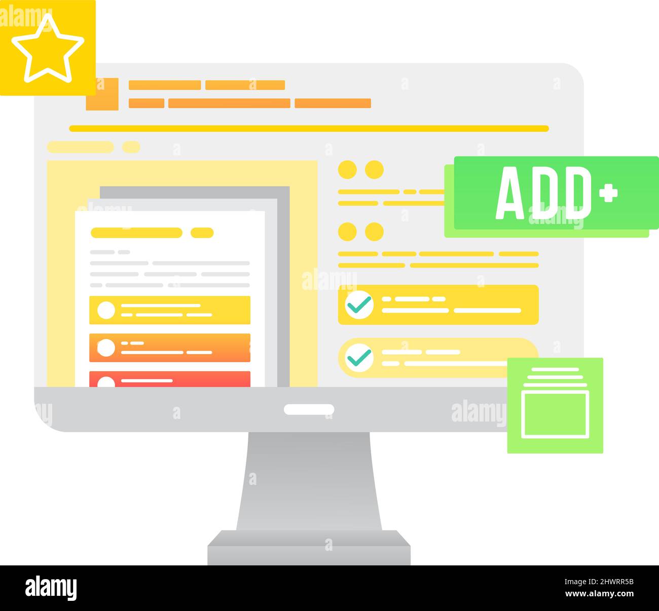 Add task to project manager online service on computer vector icon ...