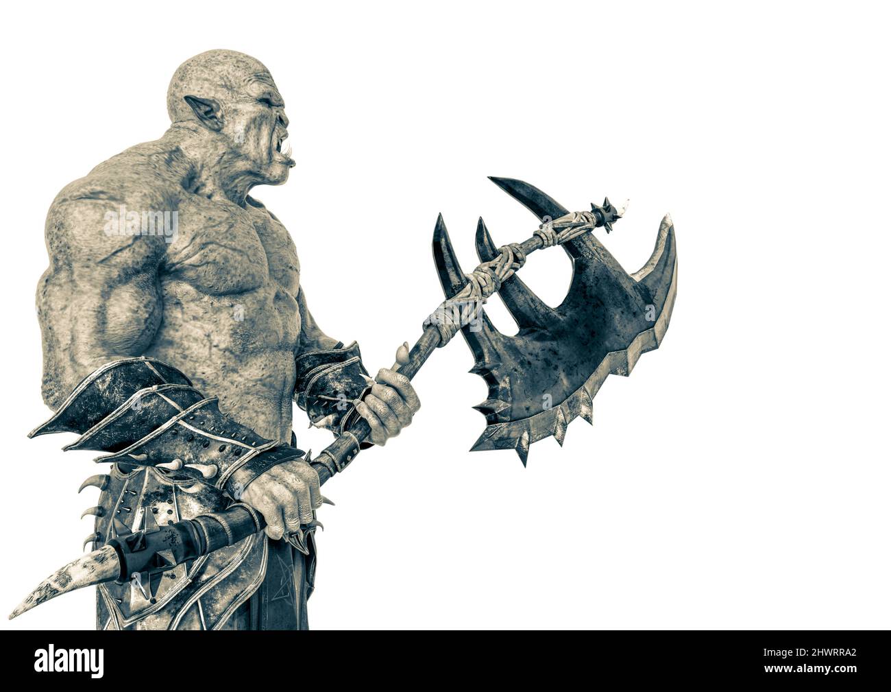 green orc in a white background. This monster in clipping path is very ...