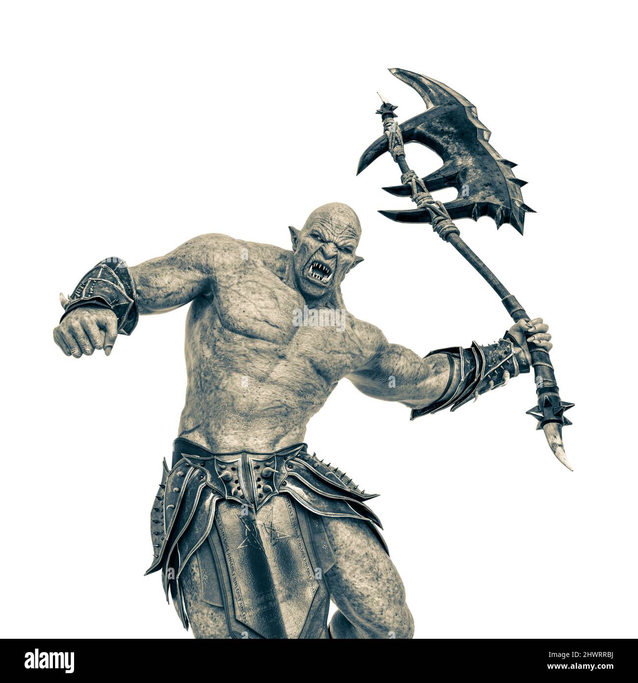 green orc in a white background. This monster in clipping path is very ...