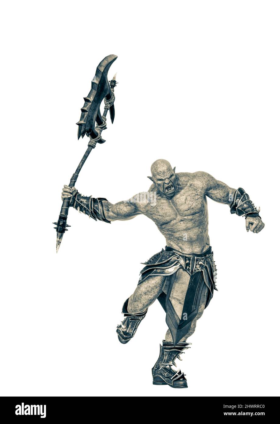 green orc in a white background. This monster in clipping path is very ...