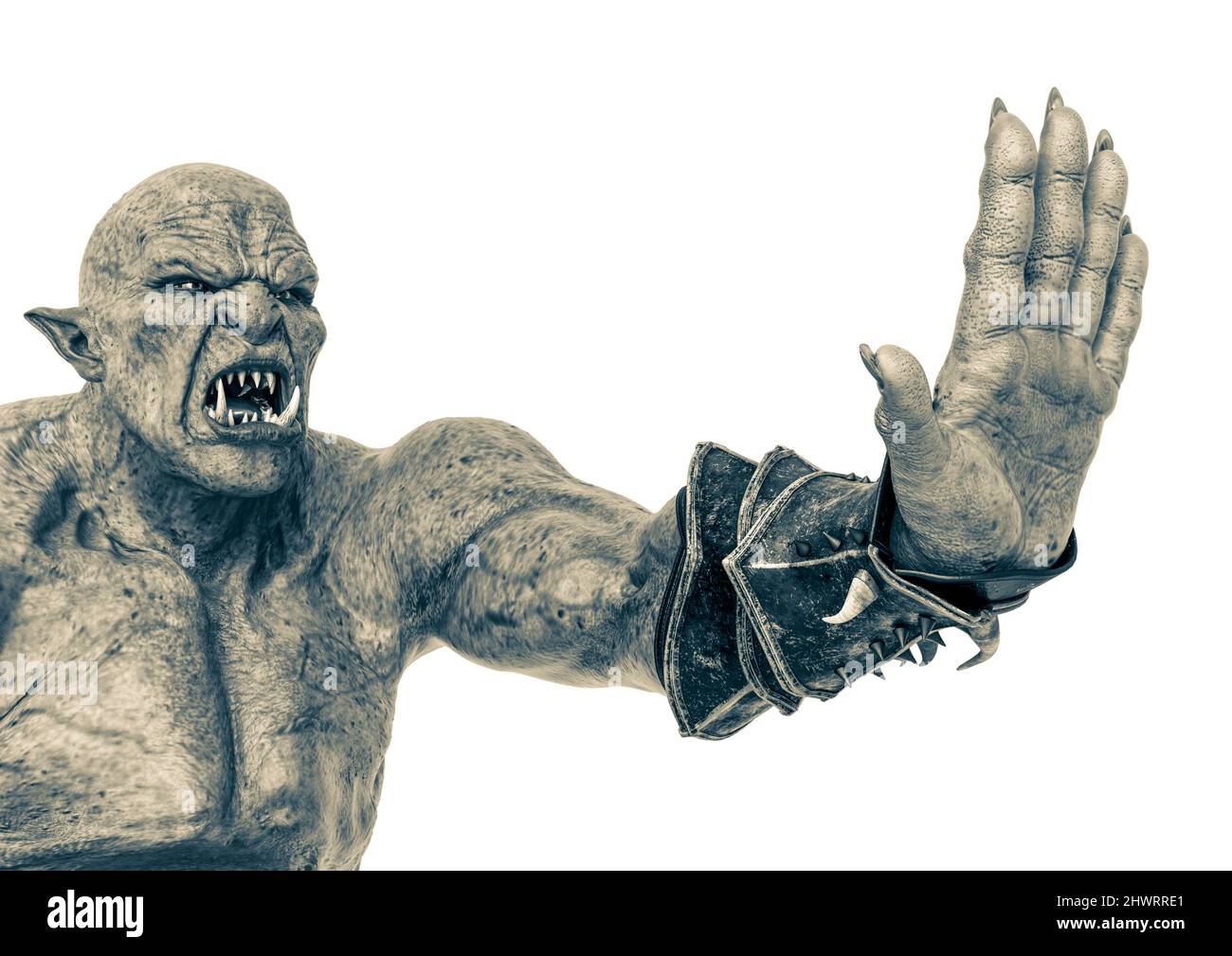 green orc in a white background. This monster in clipping path is very ...